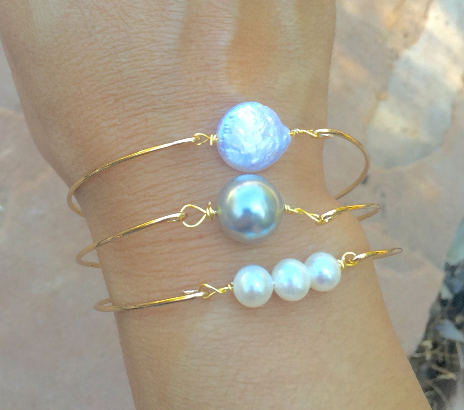 Pearl Bangle Hawaiian Jewelry Hawaiian Bangle Gifts For | Etsy