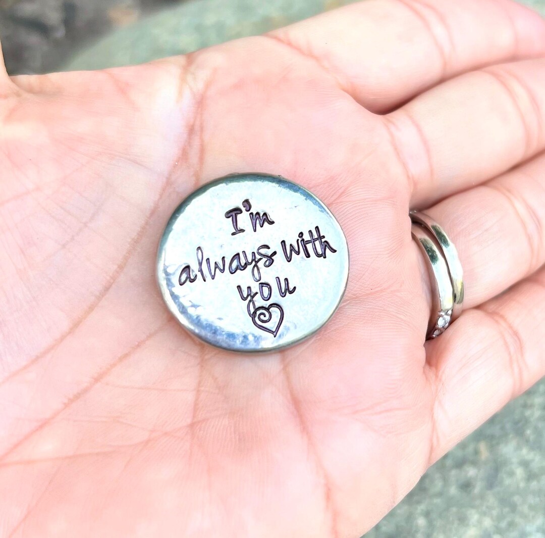 Handstamped Pewter Coin, Pocket Tokens, Personalized Wedding Coin ...