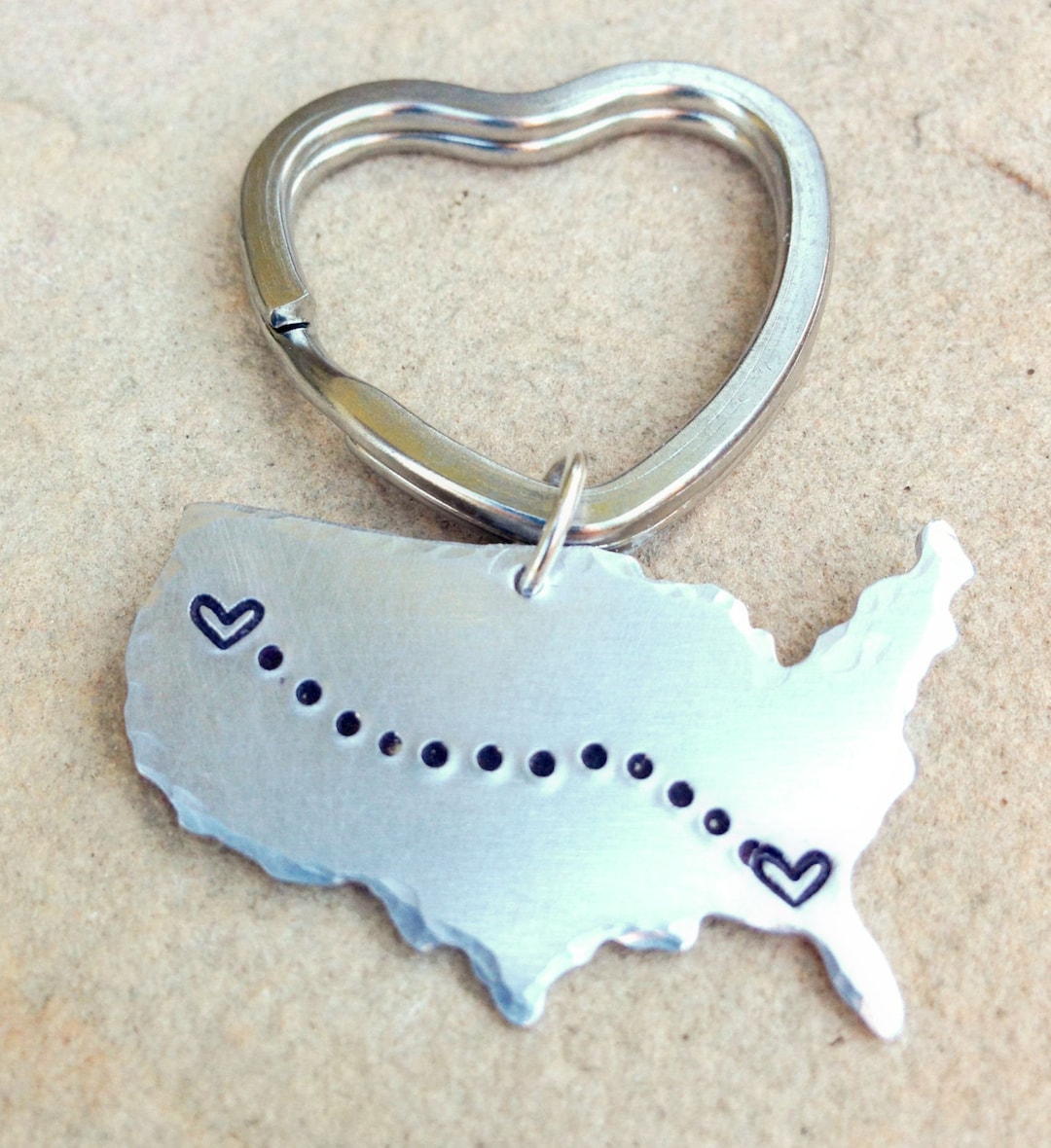 United States Keychain, Boyfriend Gift, Long Distance Keychain, Couples ...