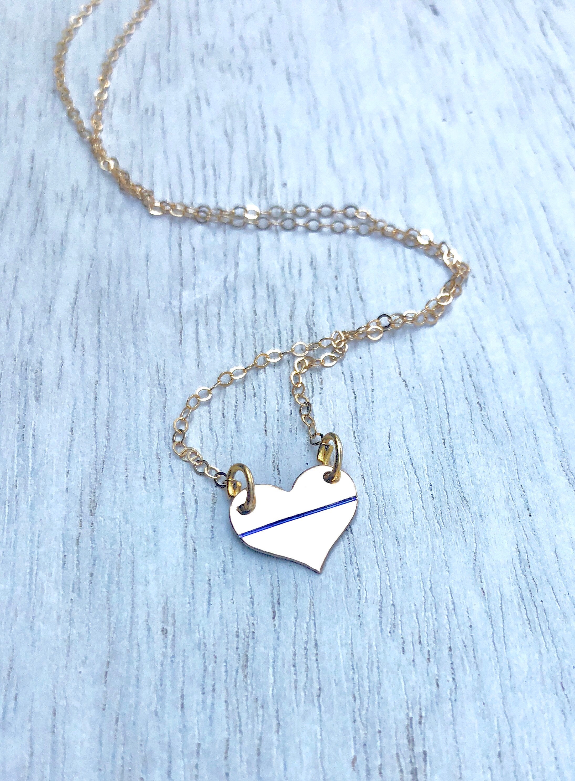 Thin Blue Line Necklace, Red Line Necklace, Blue Line Necklace, Back ...