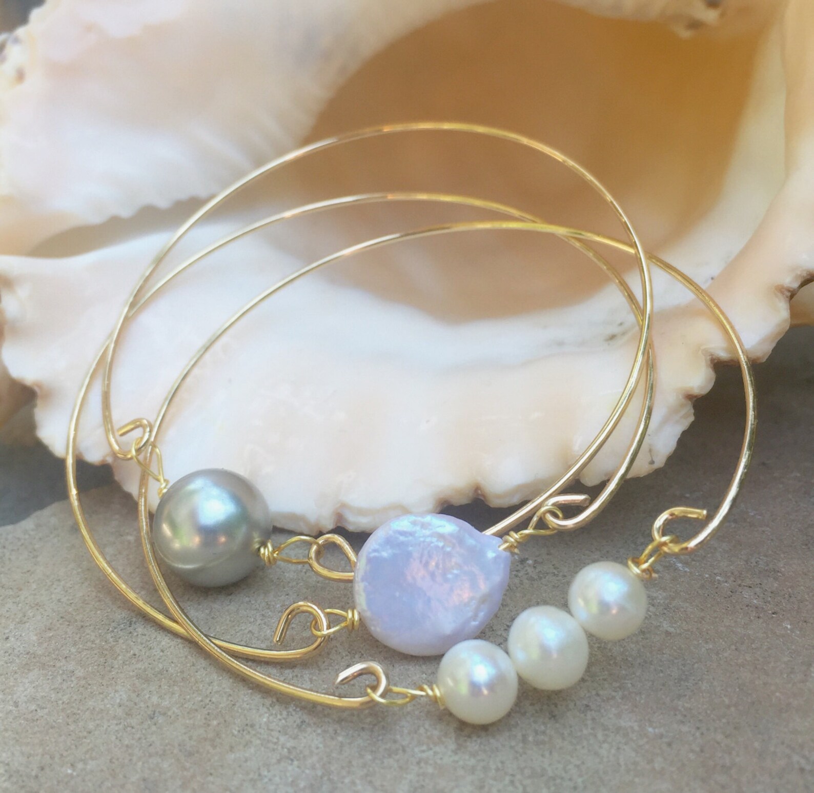 Pearl Bangle Hawaiian Jewelry Hawaiian Bangle Gifts For | Etsy