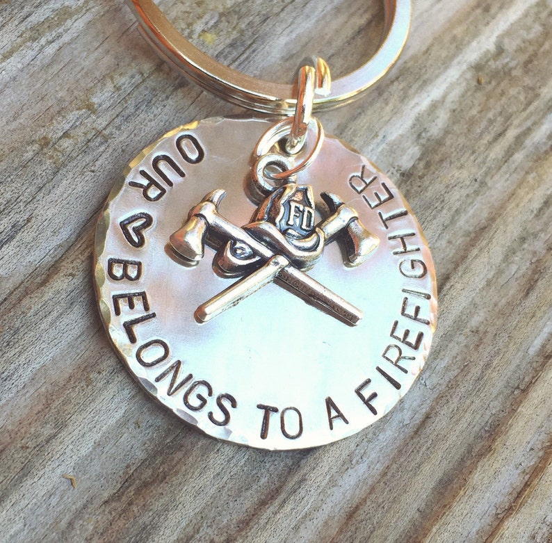 Personalized Firefighter Keychain, Hand Stamped, Firefighter Gift - Etsy