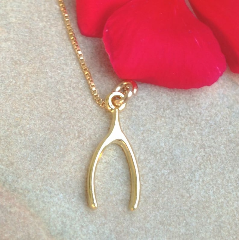 Wish Bone Necklace Gold Wish Bone Personalized Wish Bone | Etsy