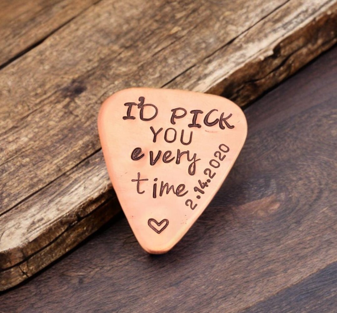 Custom Hand Stamped Copper Guitar Pick, 'i'd Pick You, Valentine Gift ...