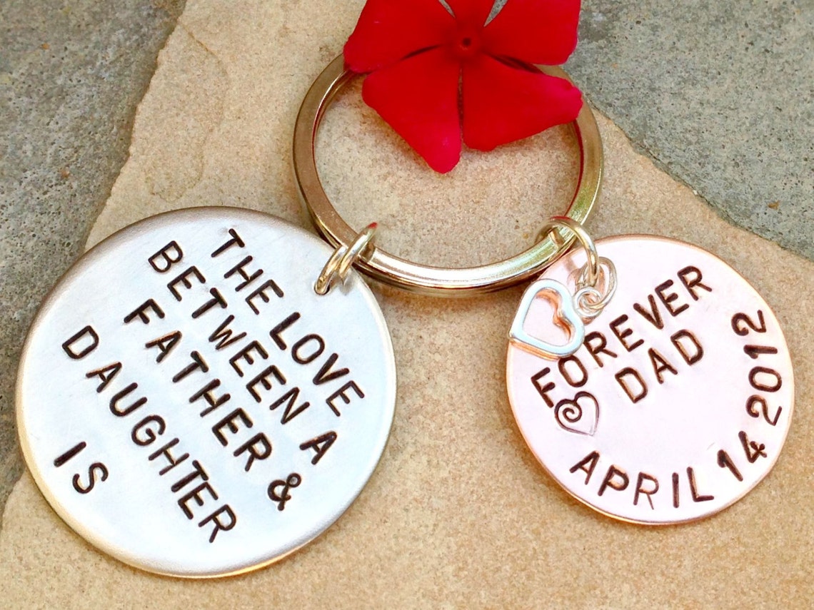 Personalized Father Daughter Keychain, Hand Stamped Sterling Silver ...