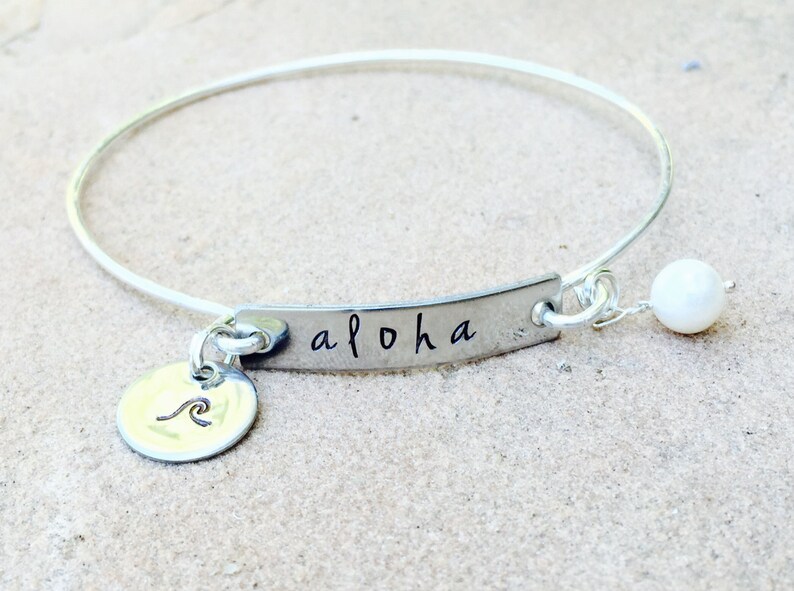 Aloha Bracelet Hawaiian Jewelry Hawaiian Bangle Hawaiian - Etsy