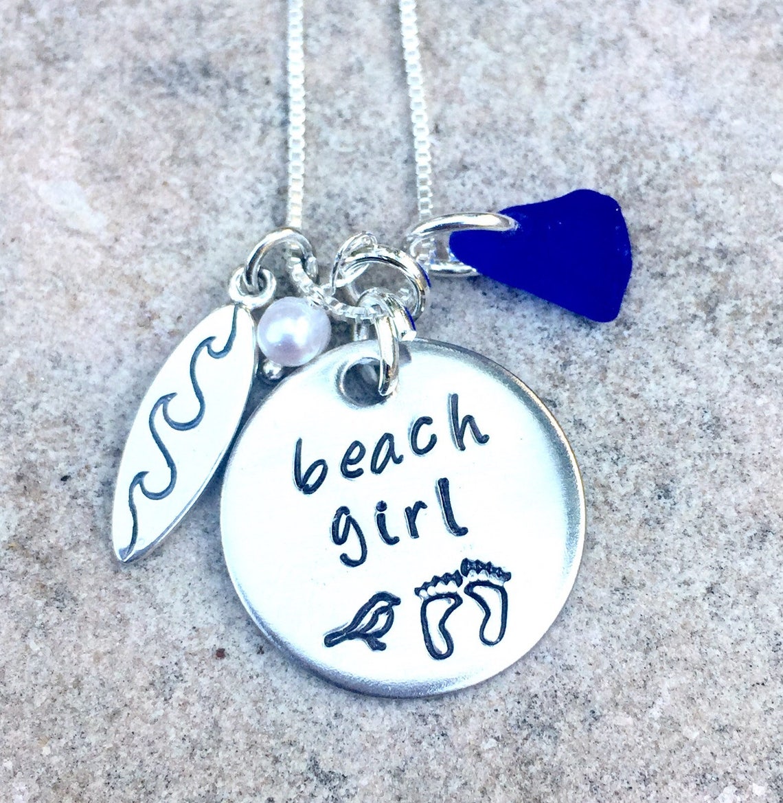 Surfer Girl Necklace Surf Board Necklace Sea Glass Necklace - Etsy