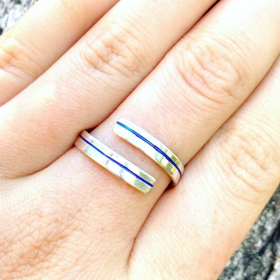 Thin Blue Line Ring, Thin Red Line Ring, Firefighter Wife Jewelry ...
