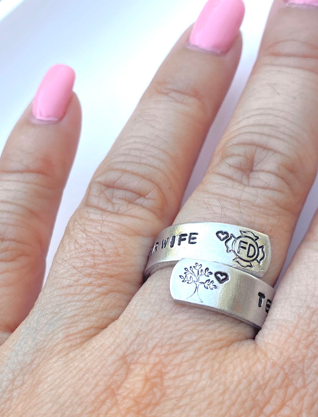 Teacher Life and Firefighter Wife Ring, Teacher Ring, Firefighter Wife ...