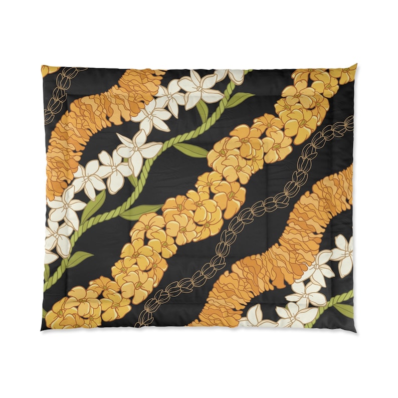 Hawaiian Puakenikeni Pikake Maile Ilima Lei Comforter, Hawaiian ...