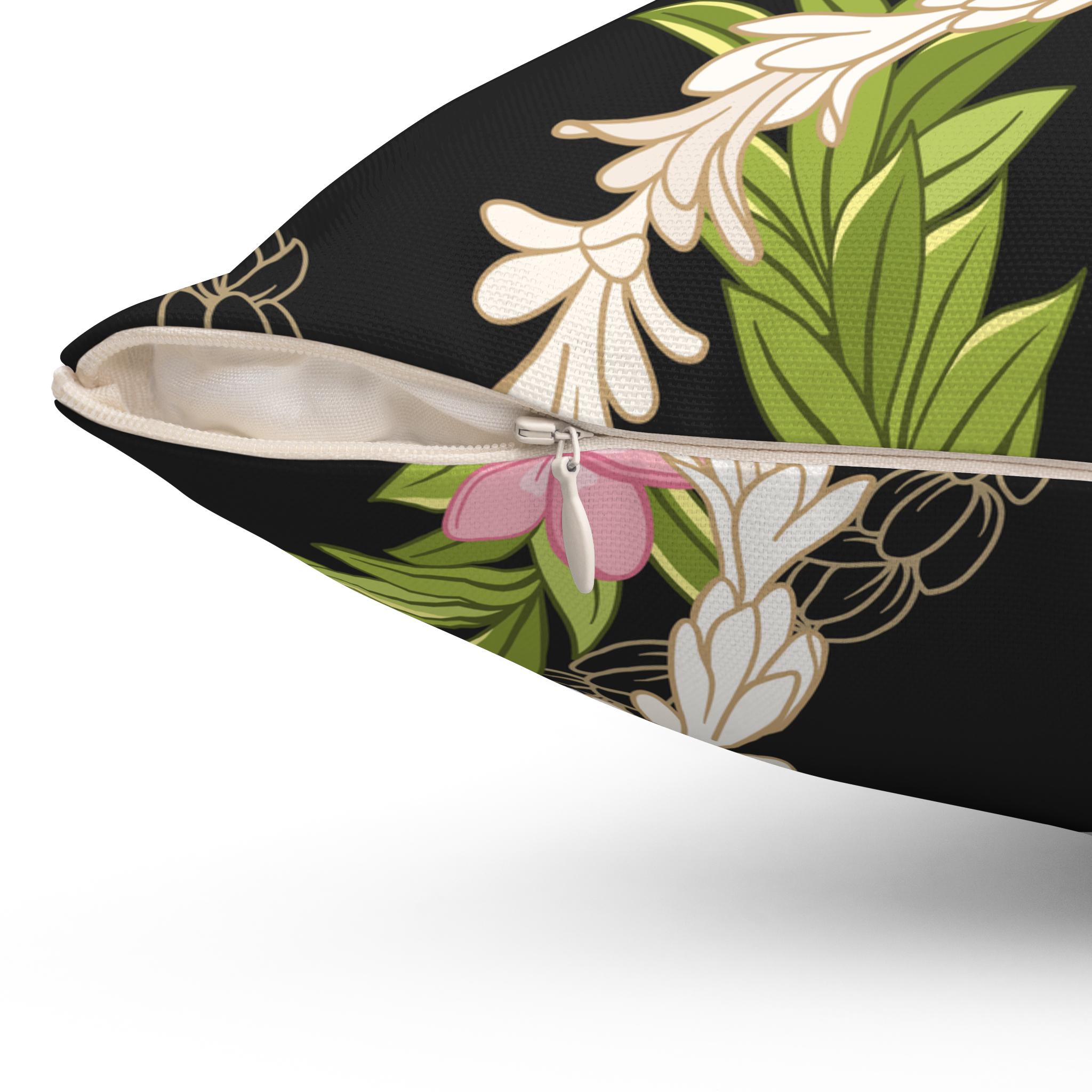 Hawaiian Maile Pikake Plumeria Lei Collection Pillow, Tropical Pillow ...
