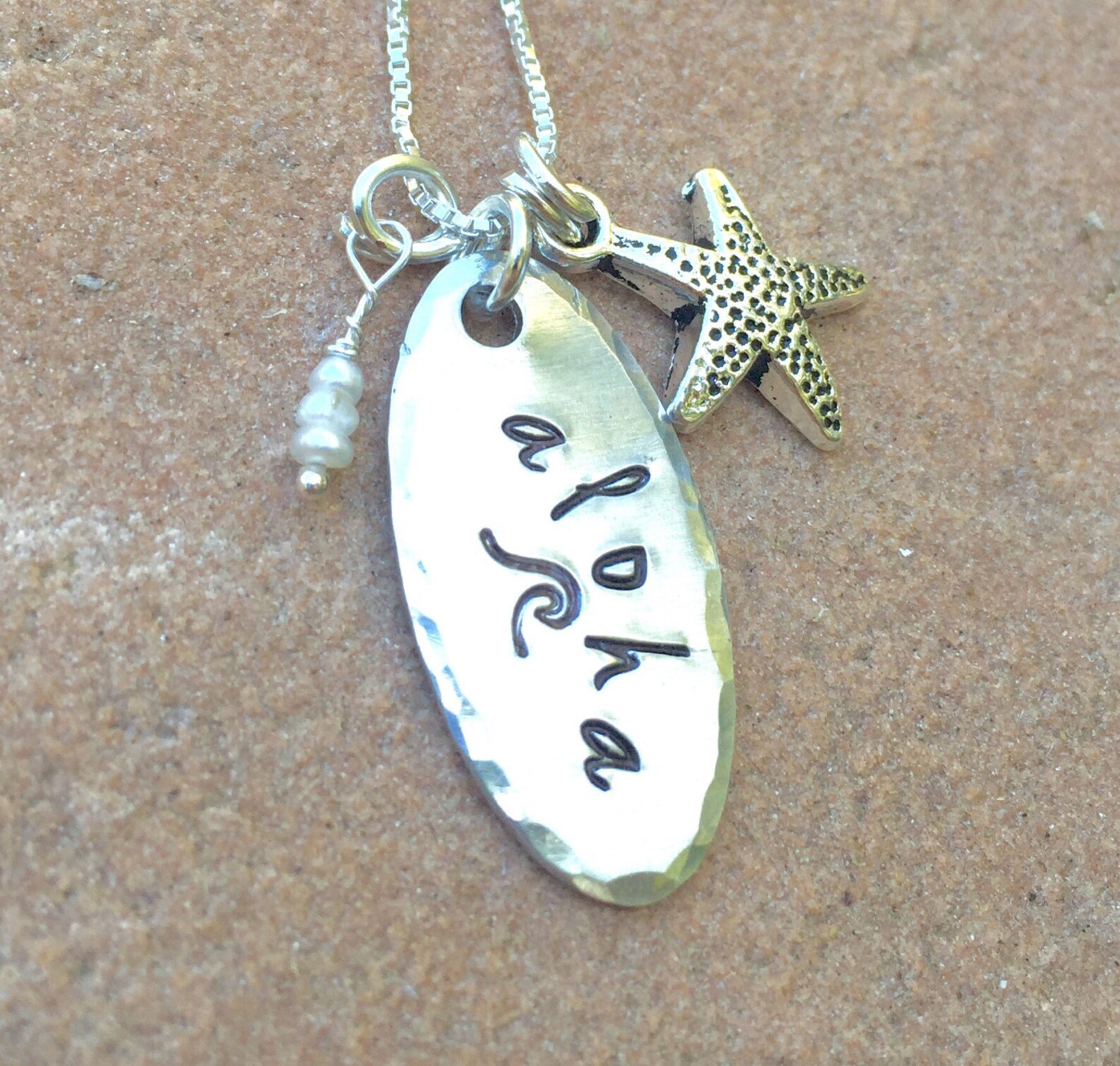 Aloha Necklace Wave Necklace Hawaii Necklace Hawaiian - Etsy