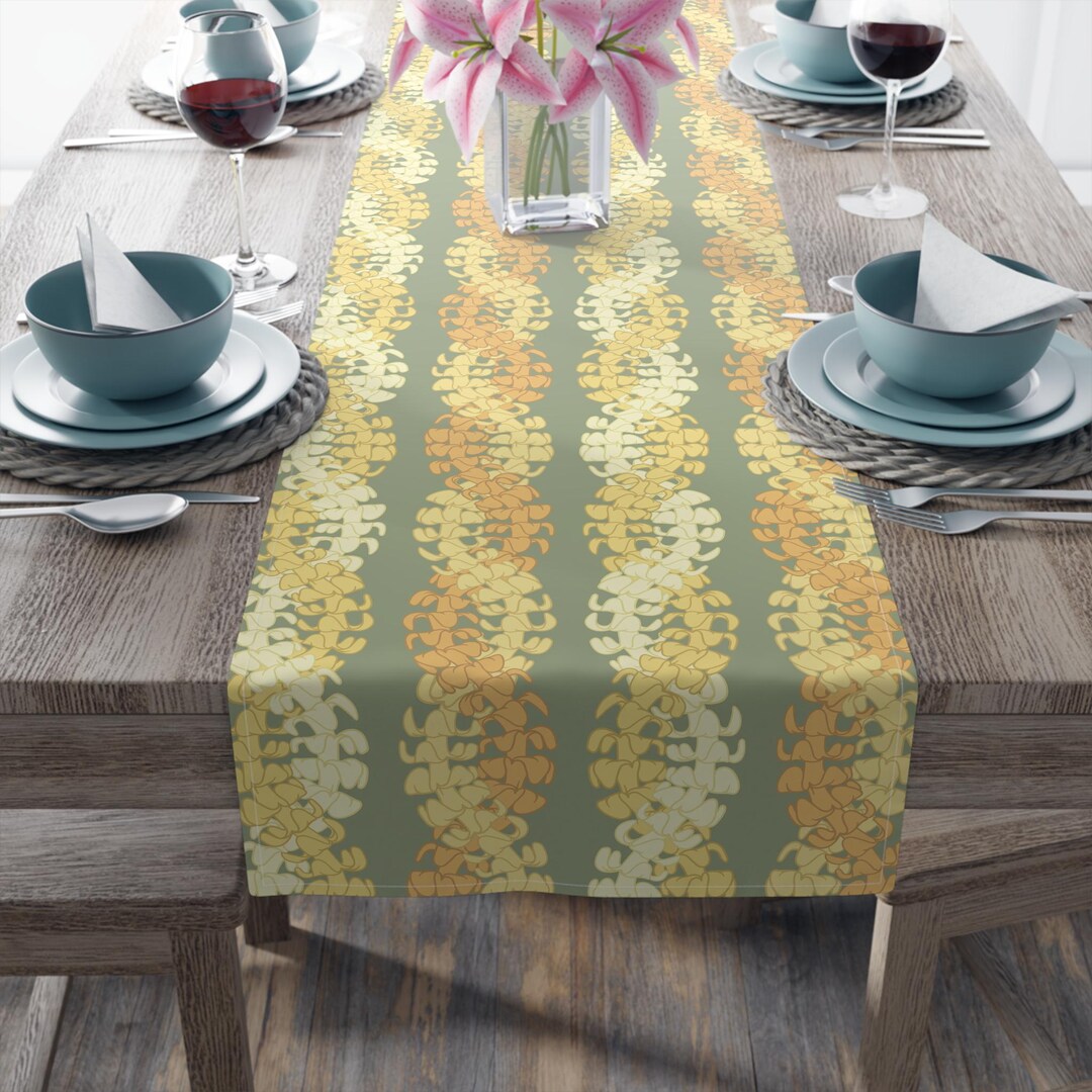 Hawaiian Lei Table Runner: Cotton Twill or Polyester, Tropical Decor - Etsy