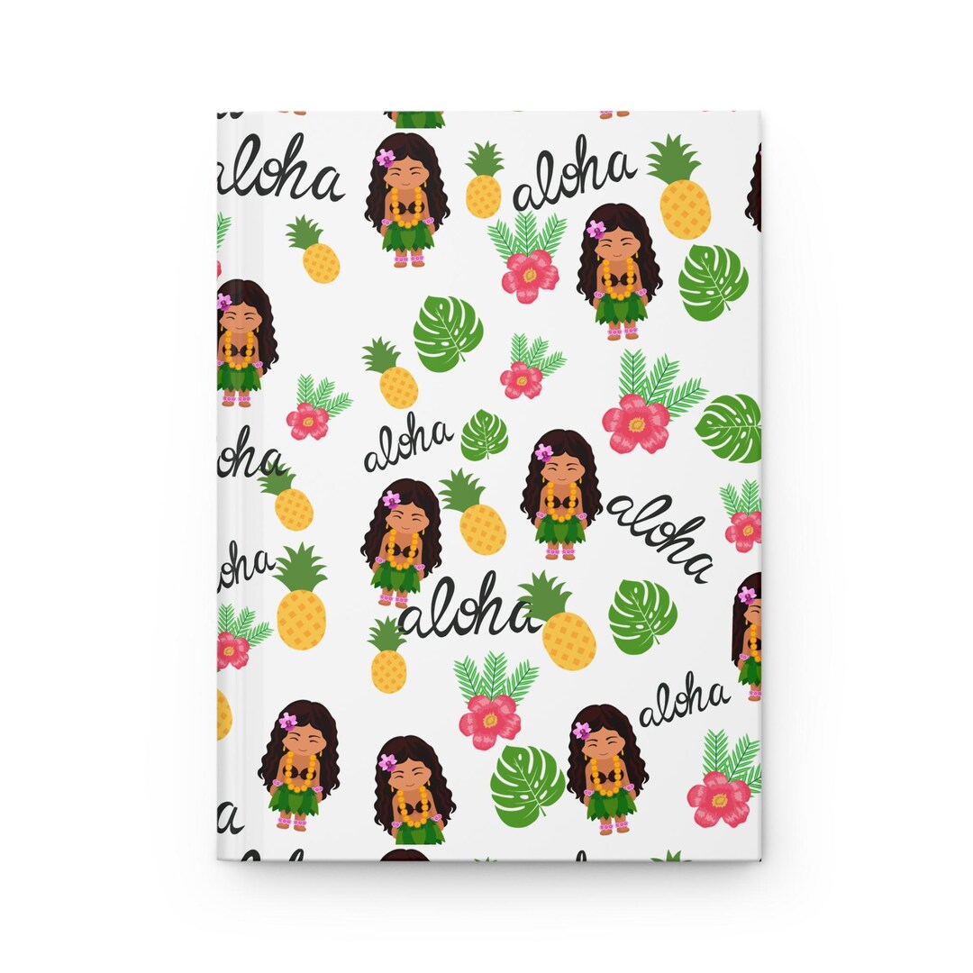 Hardcover Journal Matte, Hula Girl Journal, Hawaiian Gifts, Pineapple ...