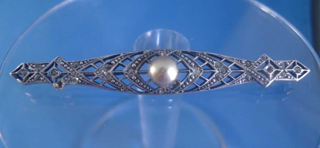 Vintage Art Deco Filigree Bar 3 Brooch / Pin: Sterling 925 Silver Bar ...