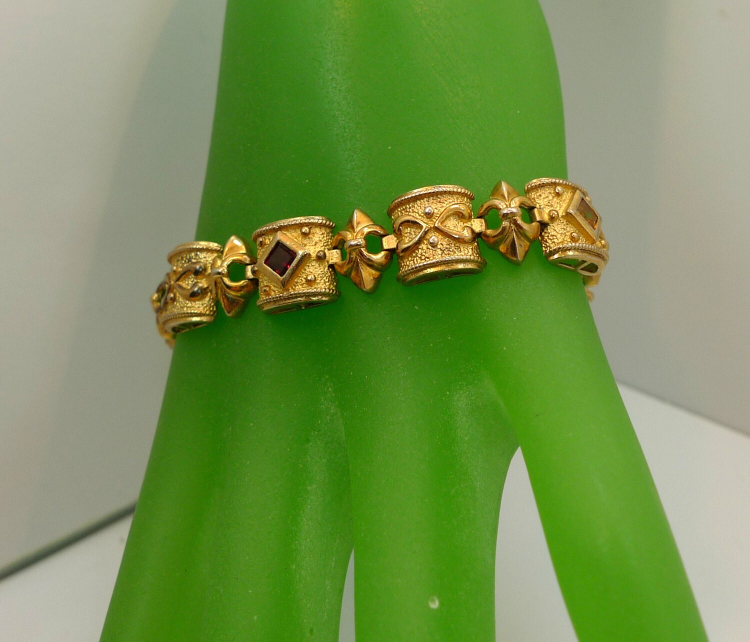 Remarkable Vintage Unique Link Bracelet: Sterling 925 Silver 7.5 Gold ...