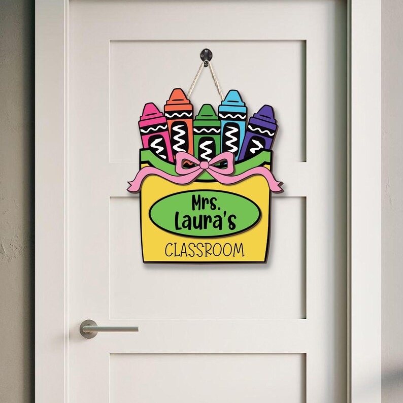 Teacher Crayon Box Wood Sign, Personalized Classroom Sign - Etsy