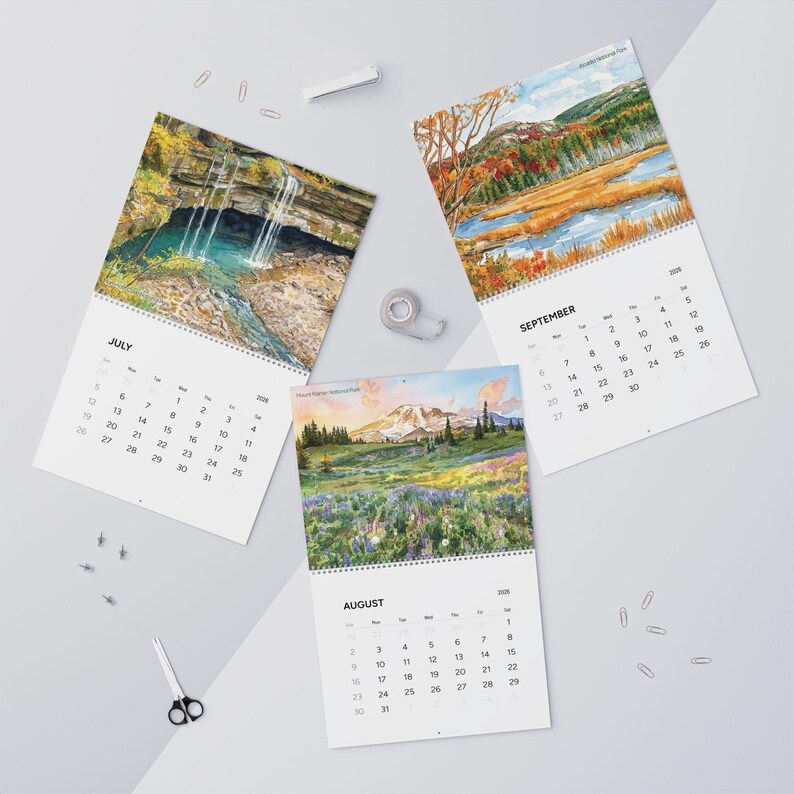 2026 National Parks Watercolor Wall Calendar, Nature Lover Gift - Etsy