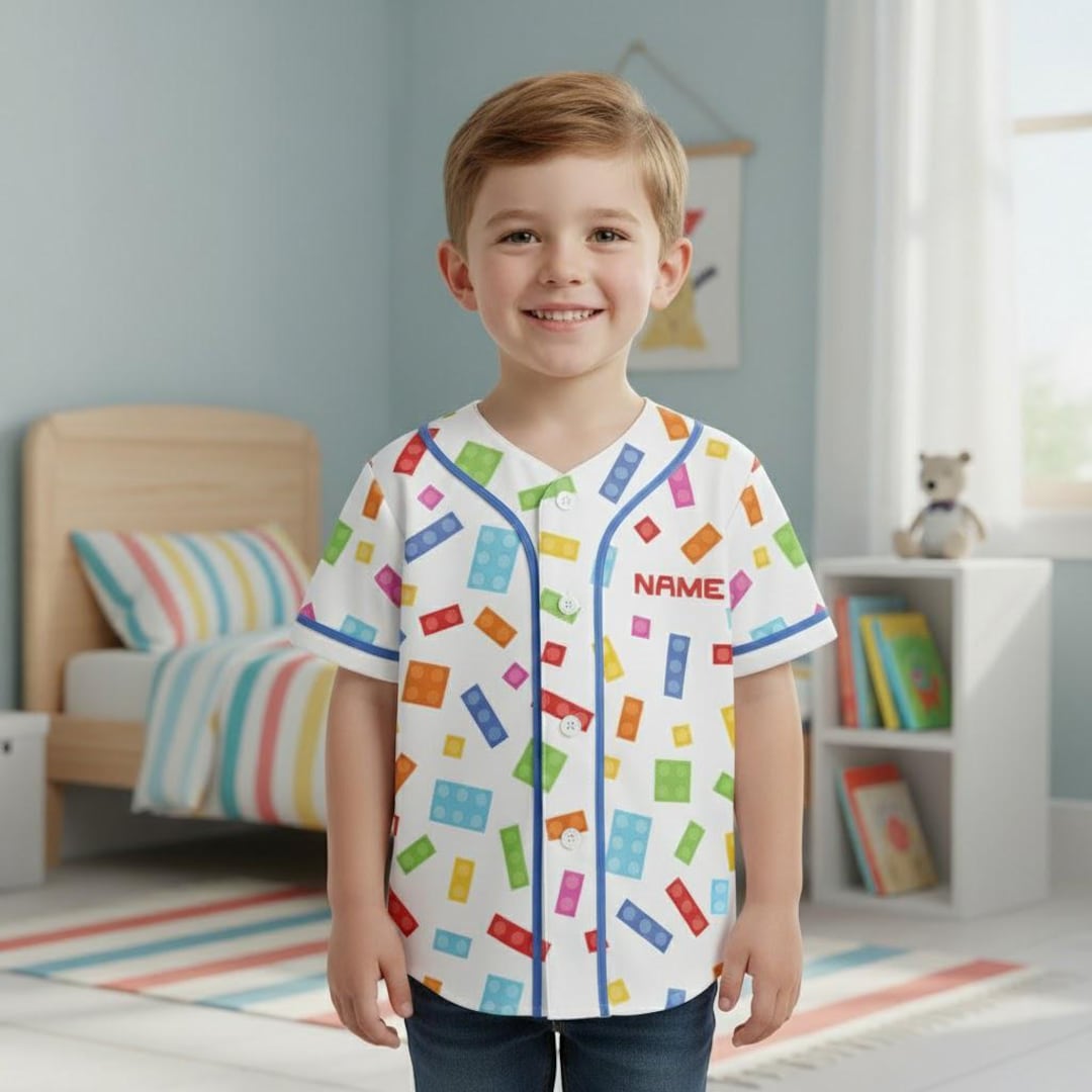 Building Blocks Baseball Jersey, Kids Master Builder Button Shirt - Etsy