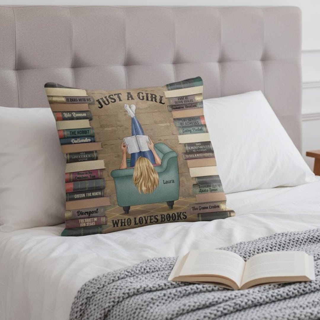 Personalized Reading Girl Pillow, Custom Reading Pillow, Gift for ...