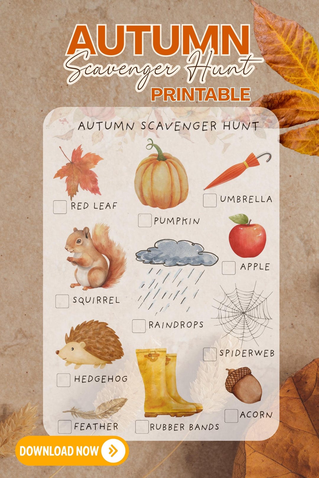 Printable Autumn Scavenger Hunt for Kids I Printable Autumn Scavenger ...