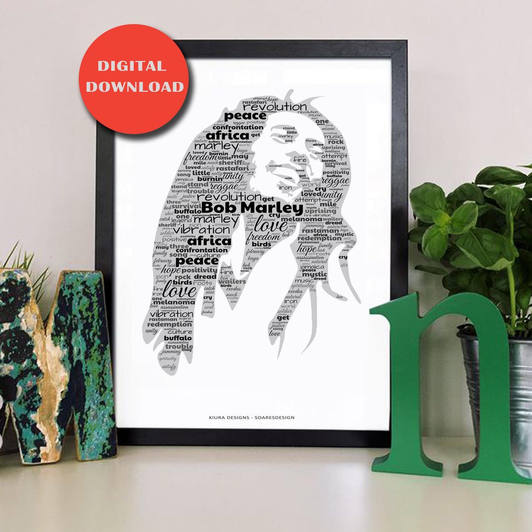 Bob Marley Word Art Print | Reggae Wall Art | Music Lover Gift ...