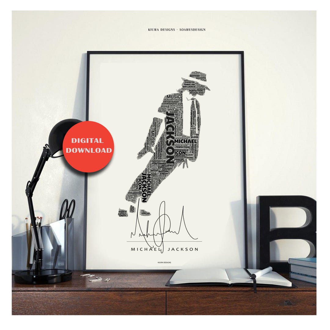 Michael Jackson Word Art Print | Iconic Performer Silhouette Poster ...