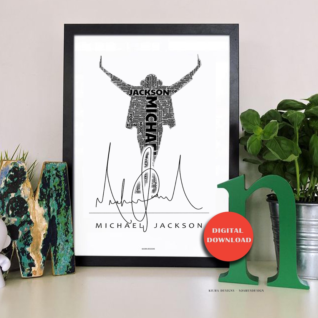 Michael Jackson Word Art Print | Iconic Performer Silhouette Poster ...