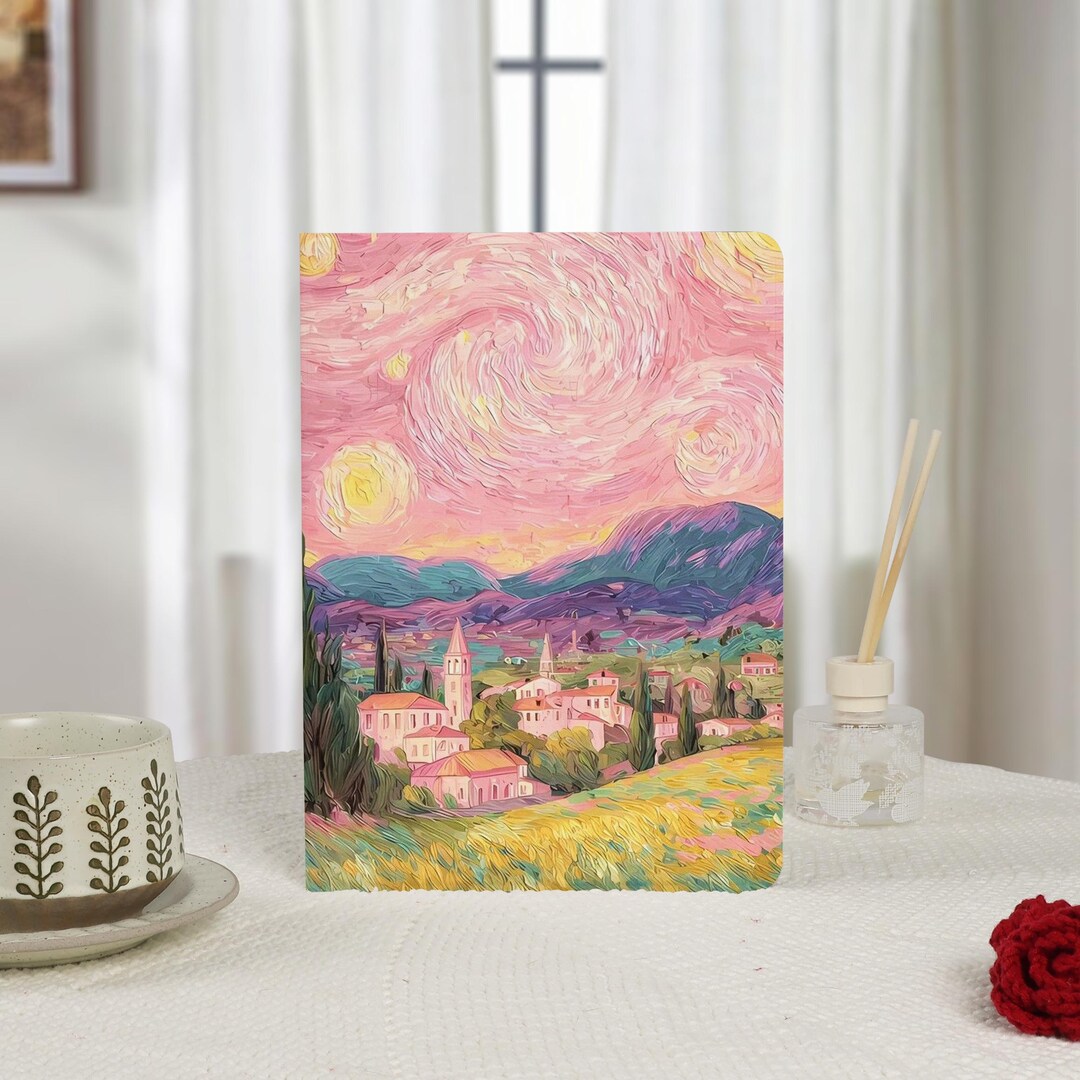 Pink Village Oil Painting iPad Case 2025 Air M3 A16 Pro M5 13" 11" 2024 ...