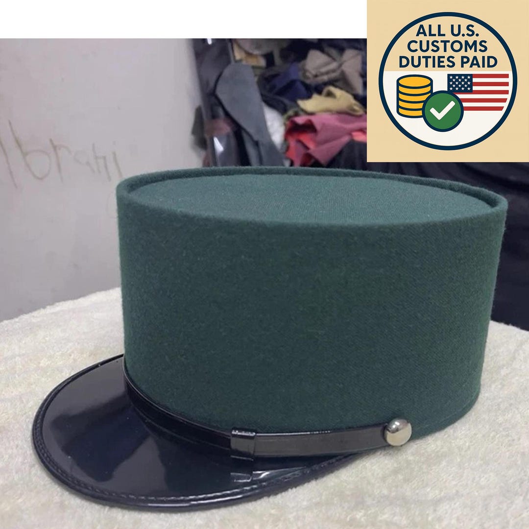 Green Kepi Style Hat | Vintage Parade Cap | Handmade Costume Visor Hat ...