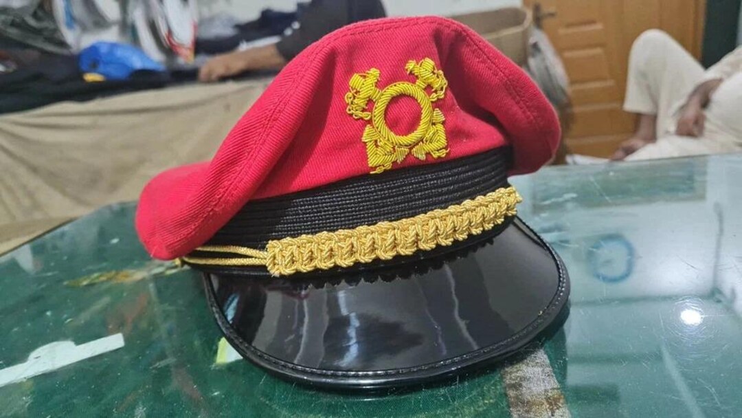 Red Skipper Captain Hat: Gold Bullion Embroidery, Nautical Costume Cap ...