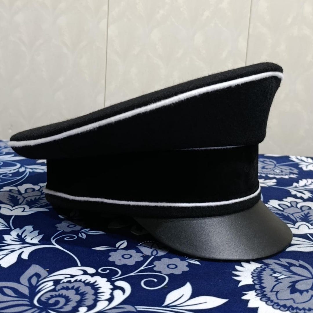 Vintage Officer Visor Cap, Military Inspired Peaked Hat, Wool Blend ...