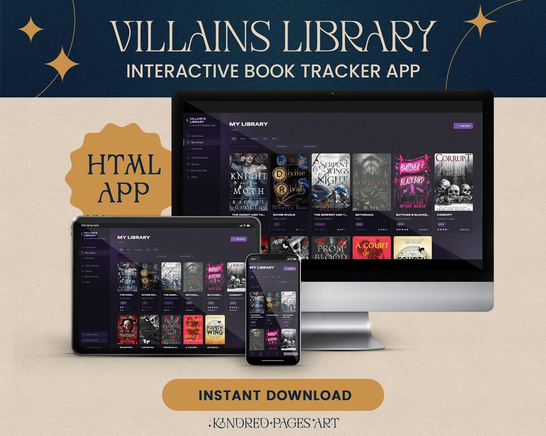 Dark Romance Book Tracker App — Interactive Digital Reading Journal ...