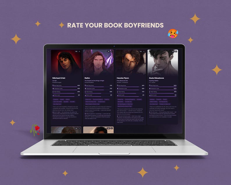Dark Romance Book Tracker App — Interactive Digital Reading Journal ...