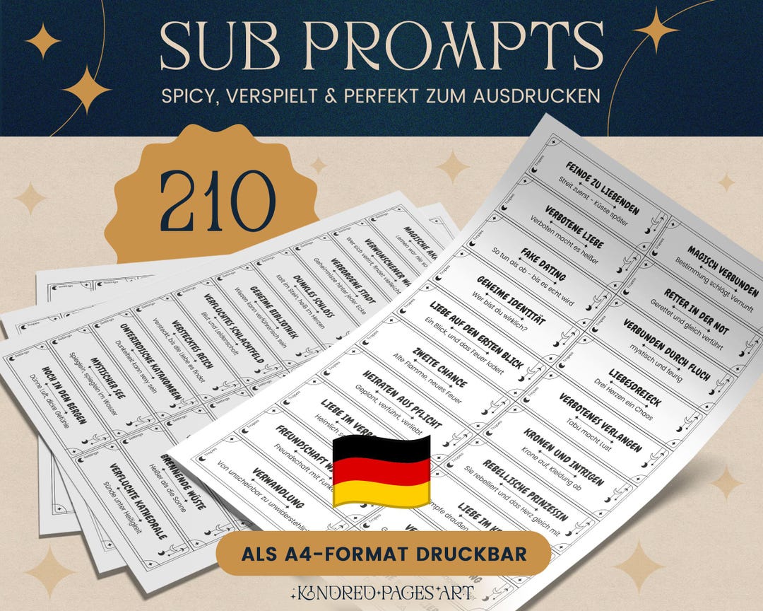 SUB Prompt Cards PDF German 210 Reading Challenges Printables for Book ...