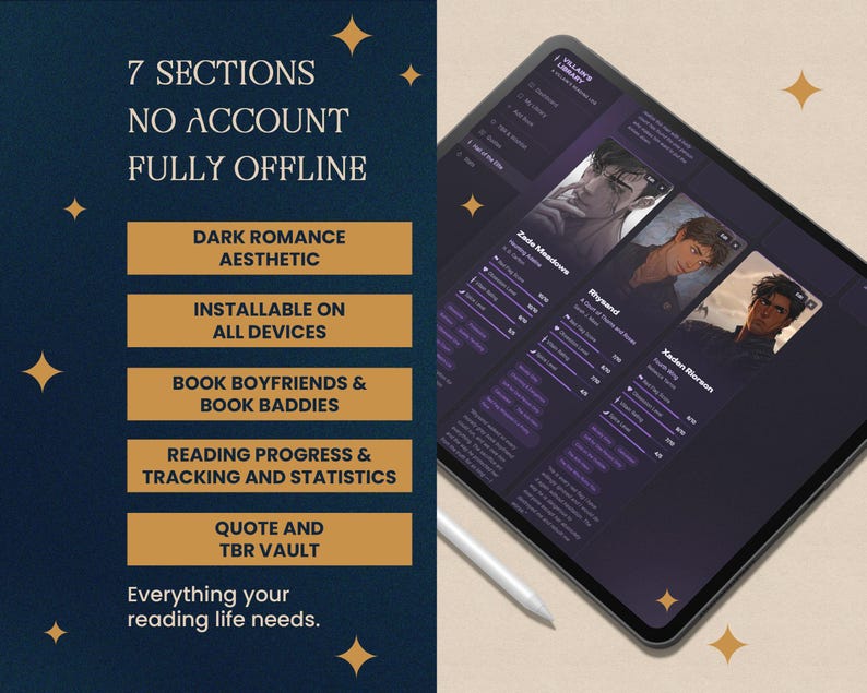 Dark Romance Book Tracker App — Interactive Digital Reading Journal ...