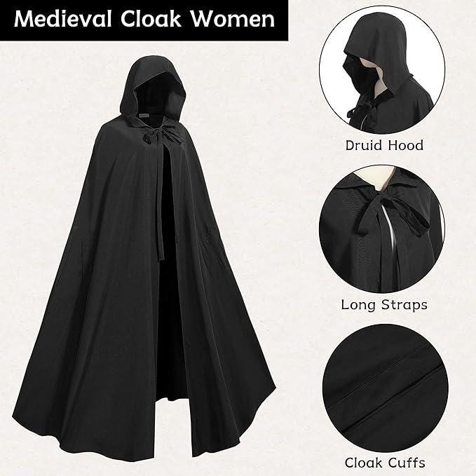 Renaissance Cloak With Arm Holes, Medieval Cloak With Hood, Adult ...
