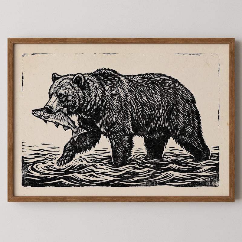 Grizzly Bear Modern Art - Etsy