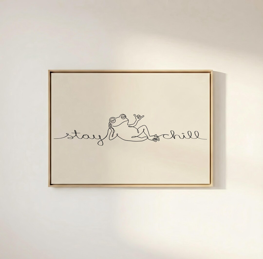 Stay Chill Print: Minimalist Frog One Line Drawing Art (digital ...