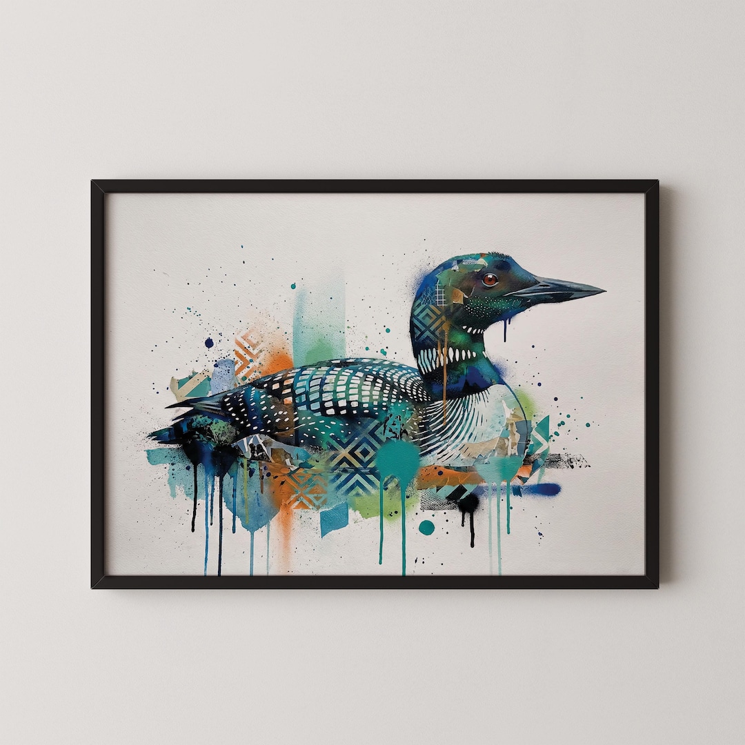 Abstract Loon Mixed Media Art Print - Colorful Urban Street Style ...
