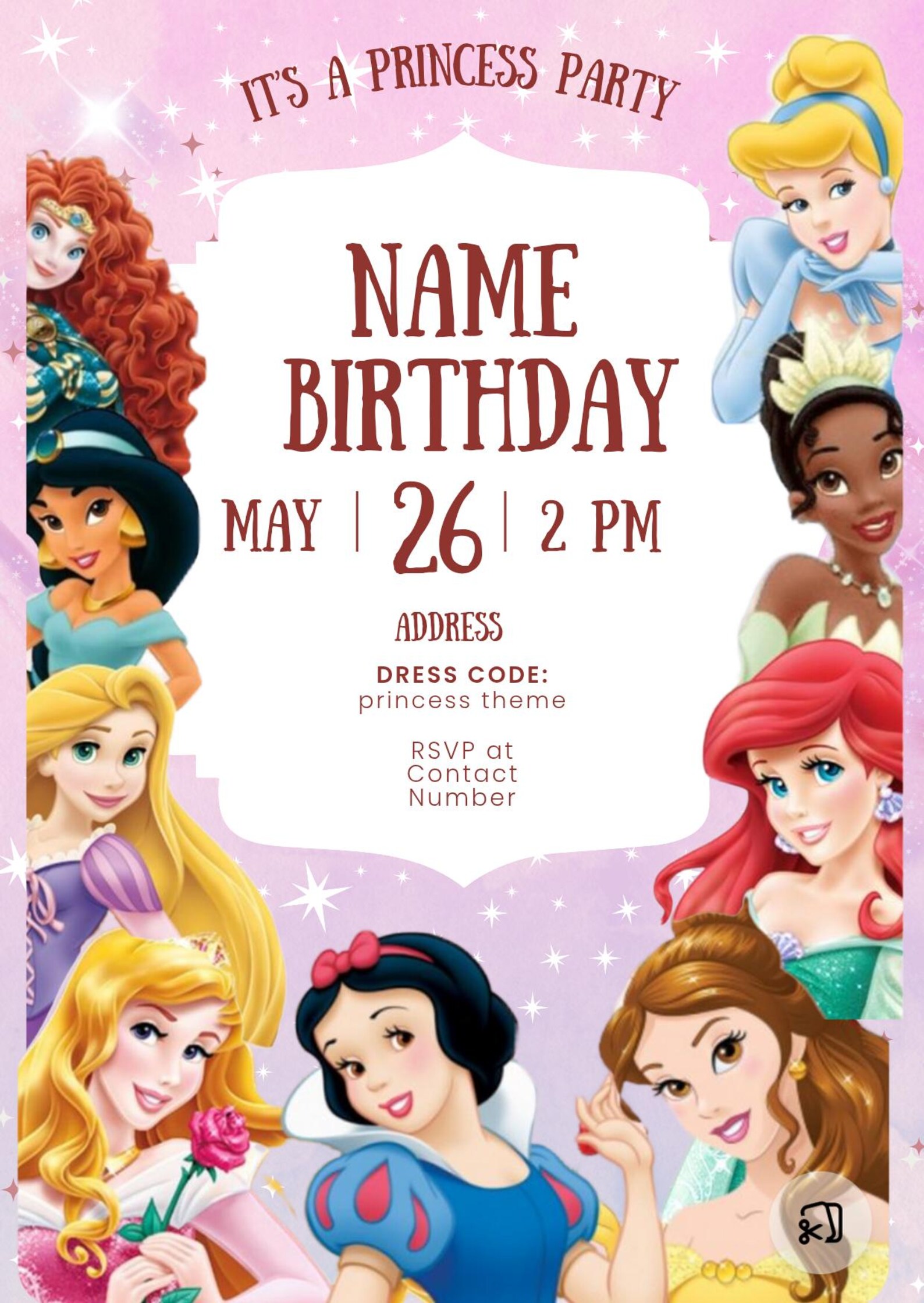 Editable Princess Castle Party Invitation | Pink Royal Birthday Invite ...
