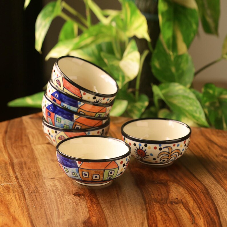 The Serving Hut Goblets – Hand-painted Ceramic Snack & Dessert Bowls ...