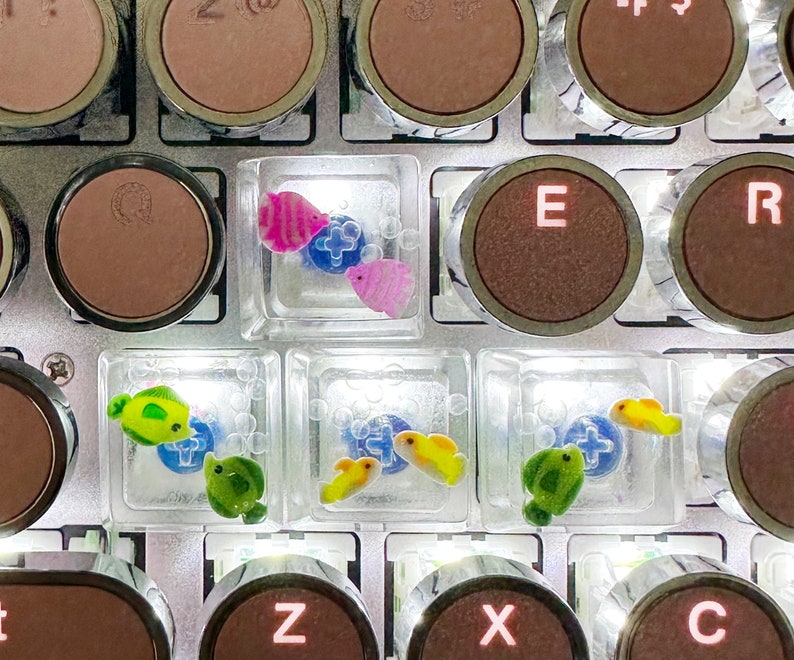 Aquarium WASD Keycaps Transparent Keycap Set Fish Keycaps - Etsy
