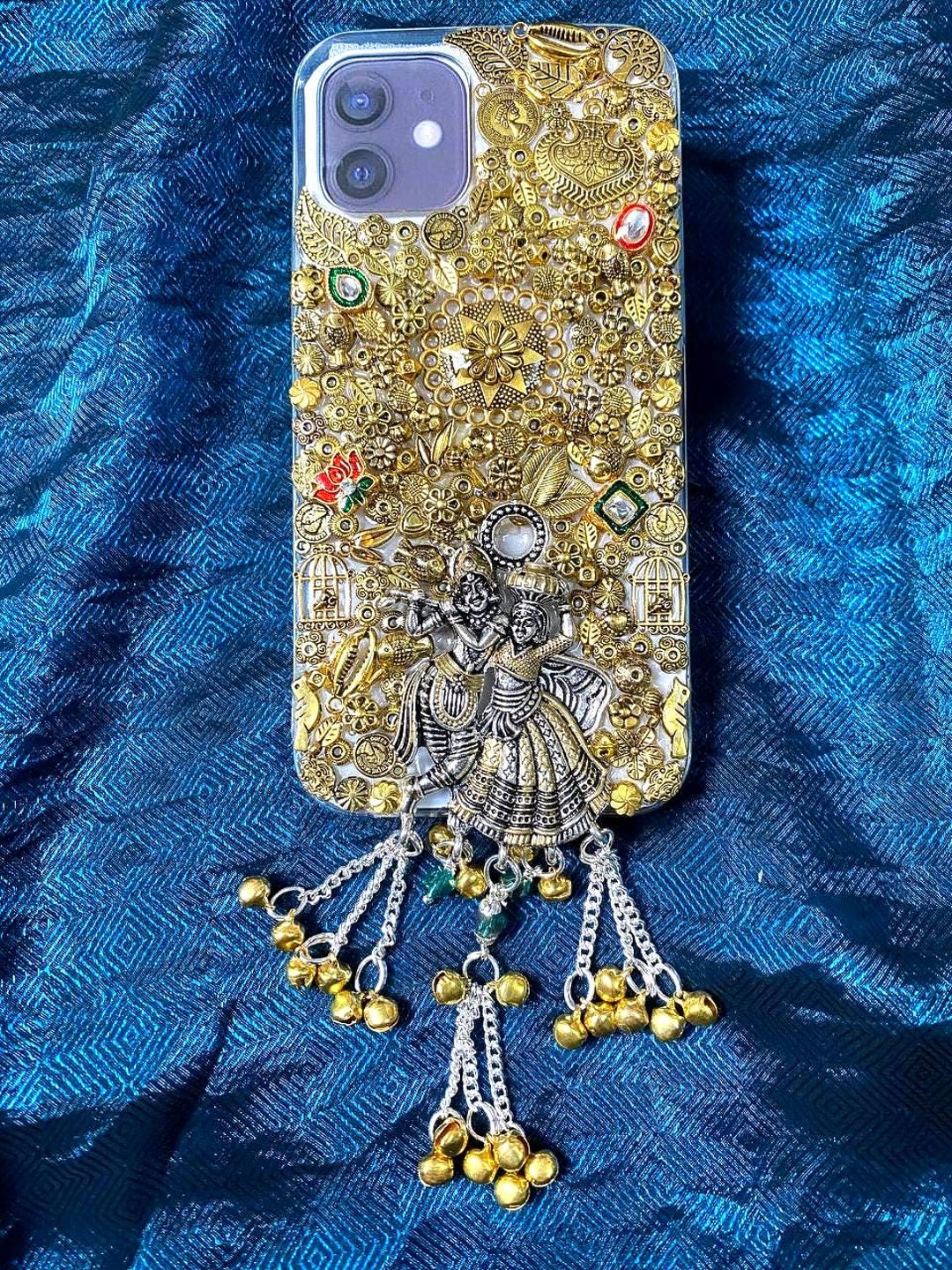 Handmade Radha Krishna Phone Case: Ghungroo Charms, Traditional Indian ...