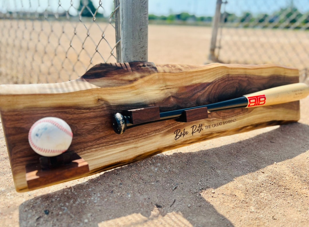 Walnut Bat Display, Baseball Bat Holder, Baseball Bat Wall Hanger ...