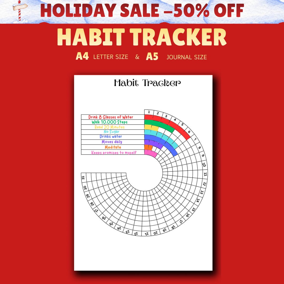 Habit Tracker - PRINTABLE Journal Page - Monthly Tracker - Monthly Goal ...