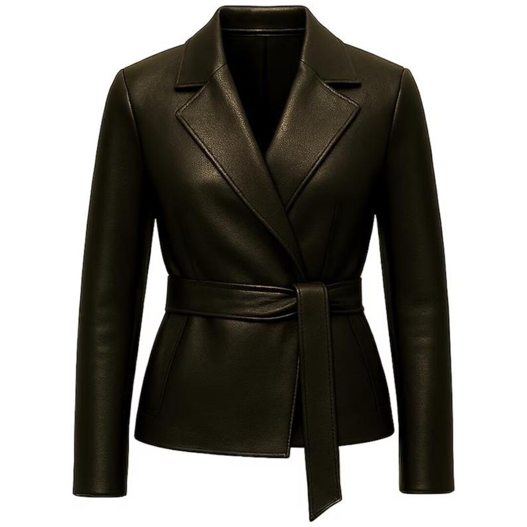Handmade Dark Brown Leather Wrap Jacket | Belted Waist Women's Jacket ...