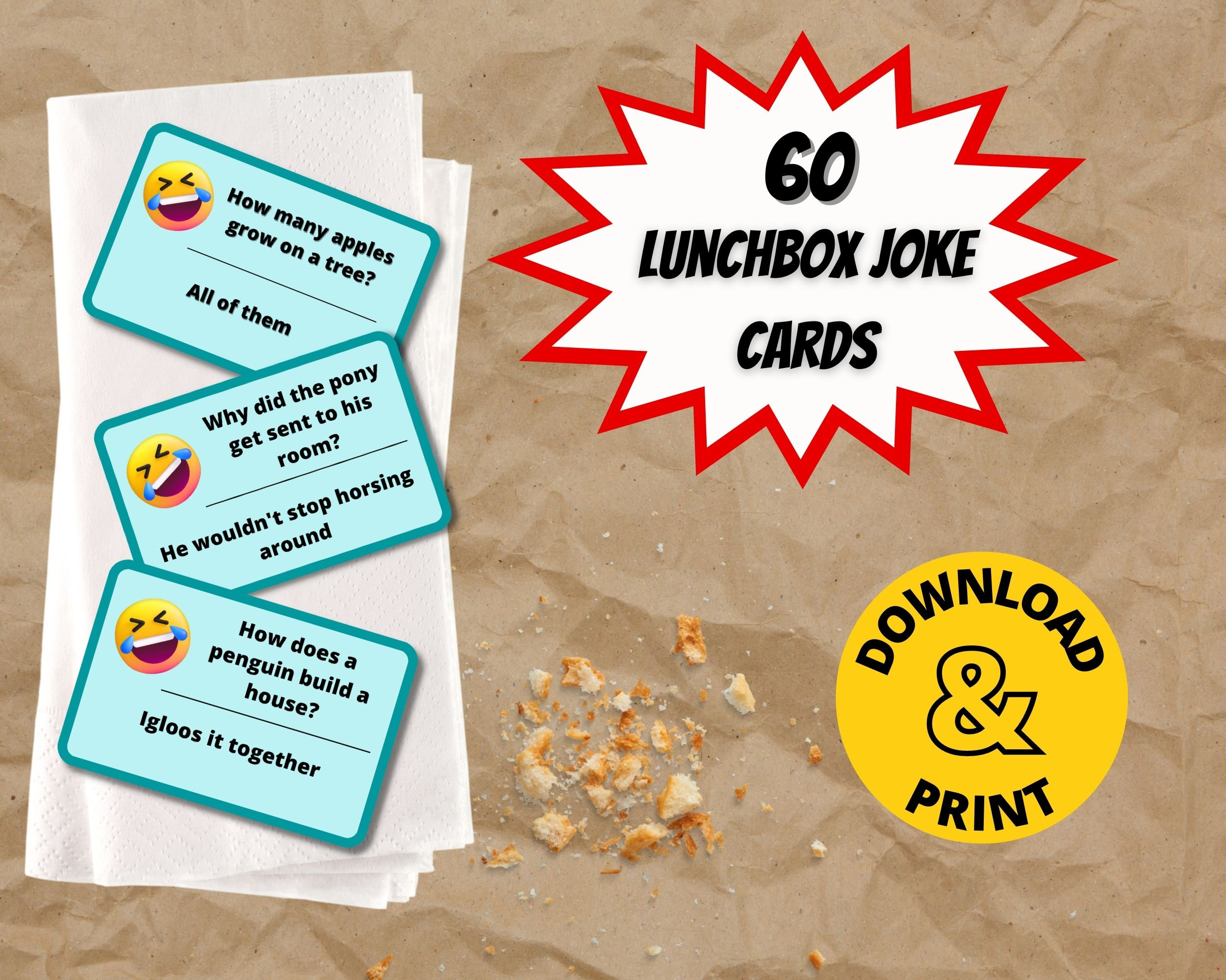 Joke Cards for Kids Lunch Box - Printable - Etsy