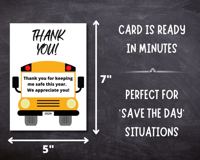 Bus Driver Appreciation Card - 5x7 Flat - Etsy