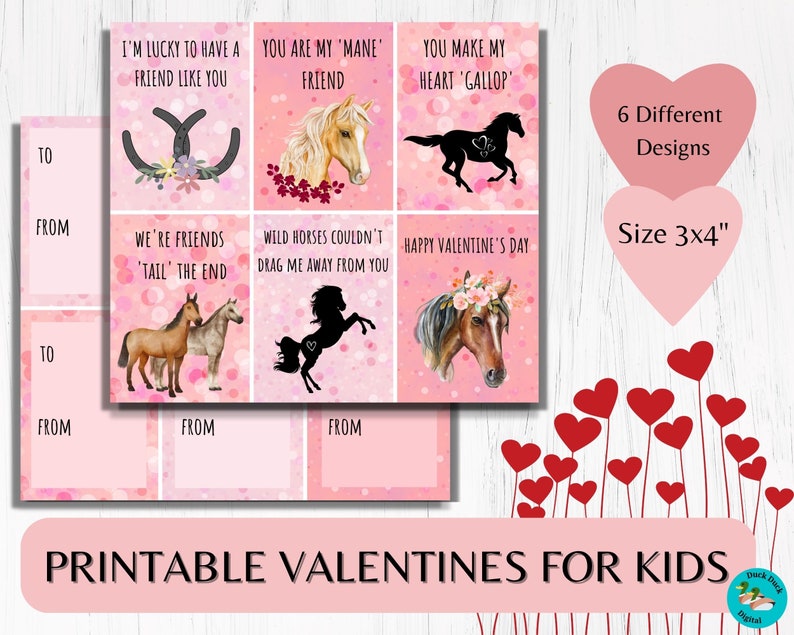Kids Valentines, Printable Valentines, School Valentines, Horse ...